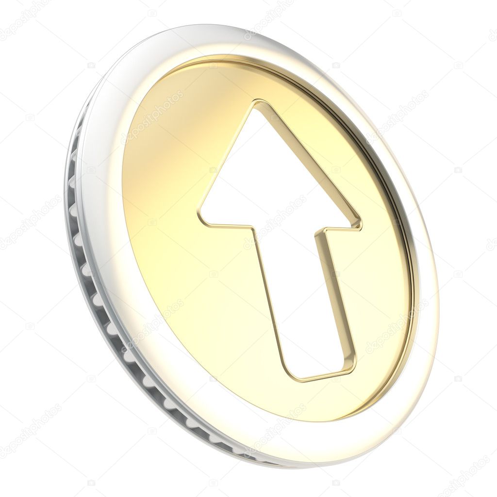 Up arrow icon emblem as golden coin token — Stock Photo © nbvf89 #12683925