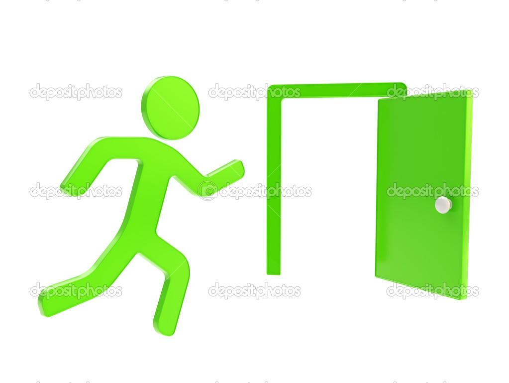 Quit, emergency exit icon emblem isolated Stock Photo by ©nbvf89 13910129