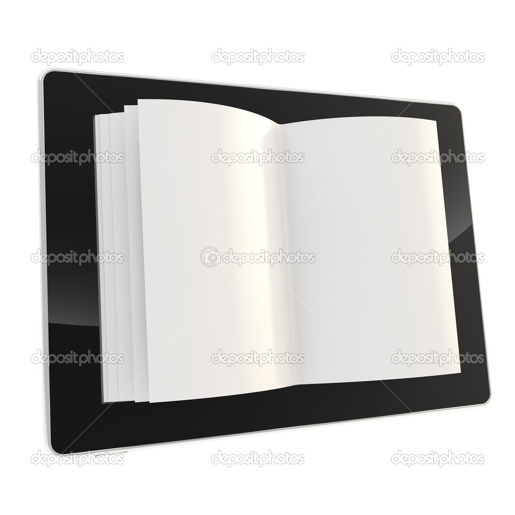 Pad electronic device with paper pages as screen — Stock Photo © nbvf89 ...
