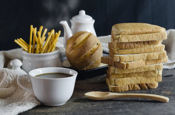 Hot coffee and bread Stock Photos, Royalty Free Hot coffee and bread ...