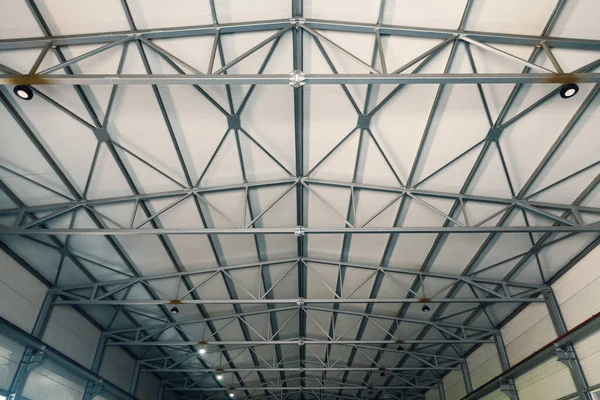 steel construction of the hall roof with insulating panels - Stock ...