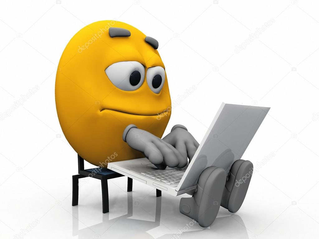 Smiley that makes the computer Stock Illustration by ©njaj #16638461