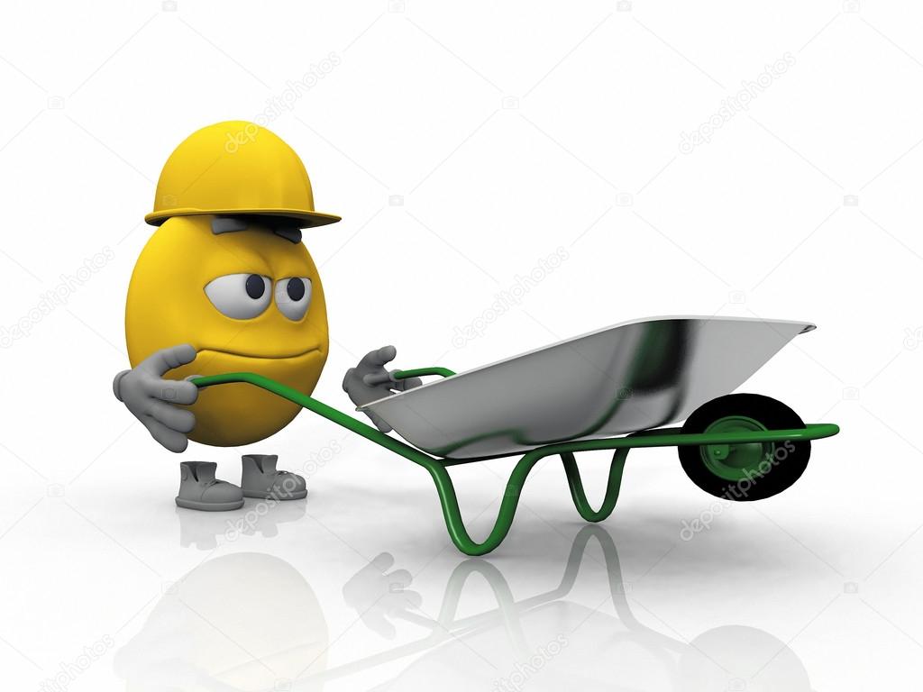 Travailleur Smiley avec une brouette — Photo #16638899