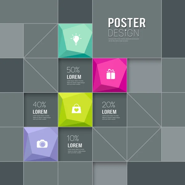 Square grid template. Colorfully template with four primary step Stock ...