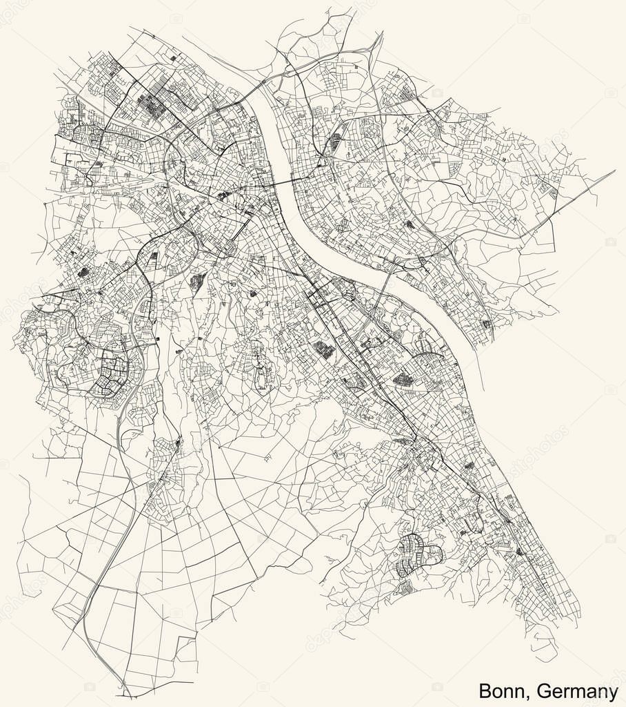 Navegación detallada mapa de carreteras urbanas en el fondo beige ...
