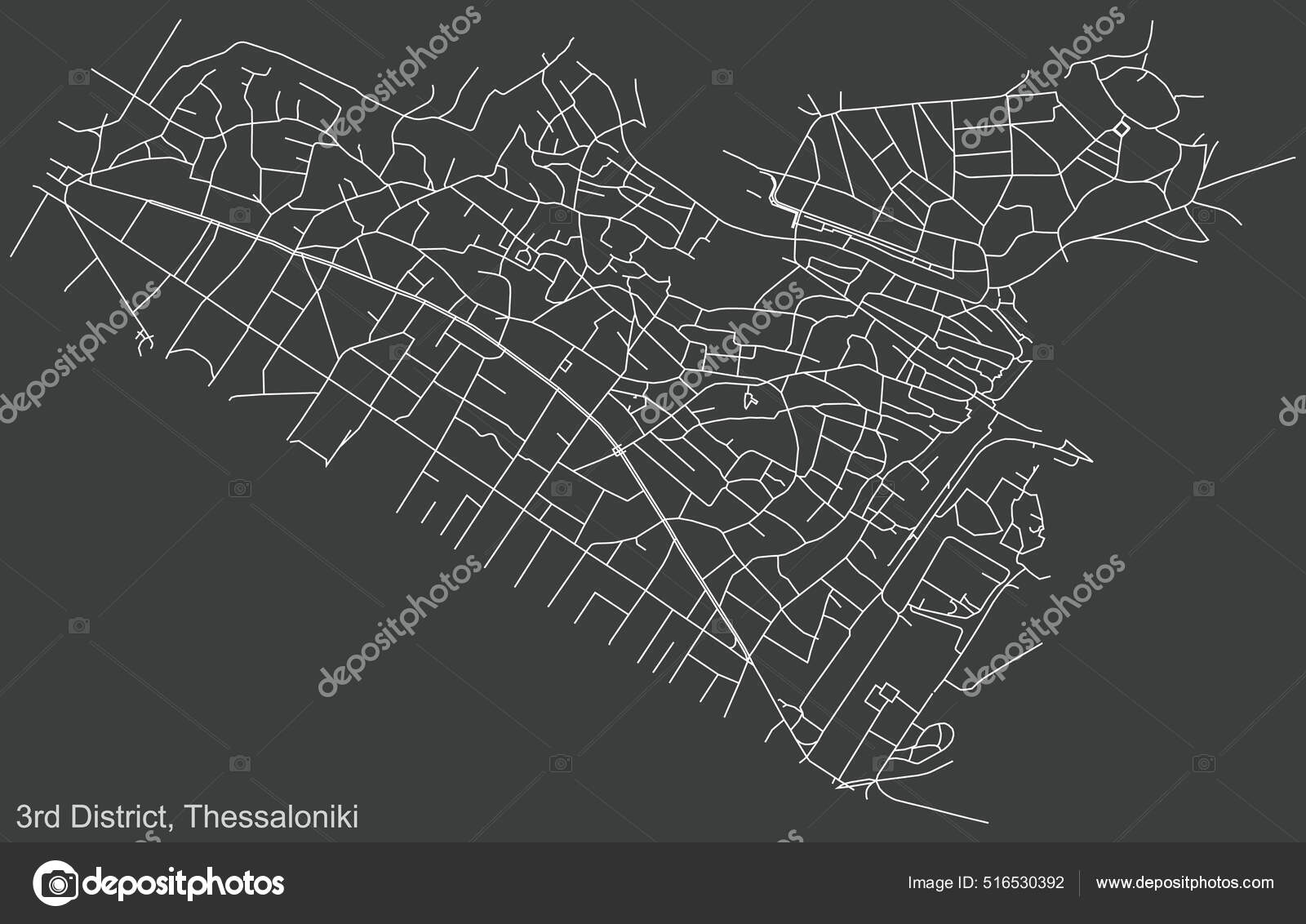 Detailed Negative Navigation Urban Street Roads Map Dark Gray ...