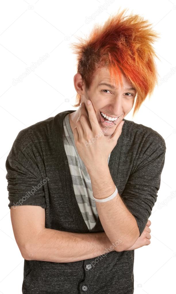 Man with Spiked Hair Laughing Stock Photo by ©creatista 12043387
