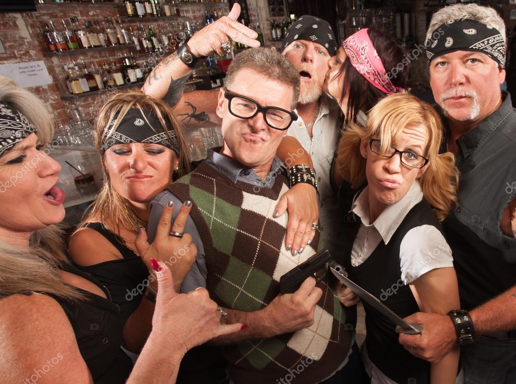 Cool Nerds with Biker Gang Stock Photo by ©creatista 19558963
