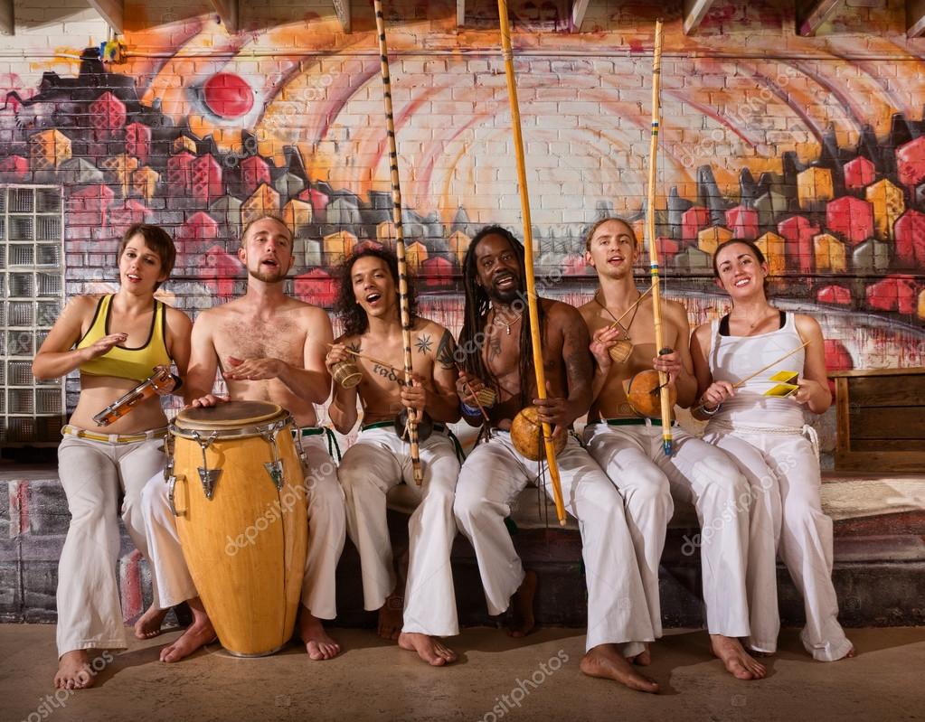 Cheerful Capoeira Team Singing — Stock Photo © creatista #36161467