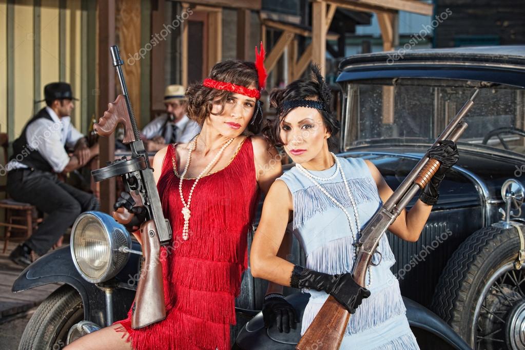 Attractive Female Gangsters with Guns — Stock Photo © creatista #39258701