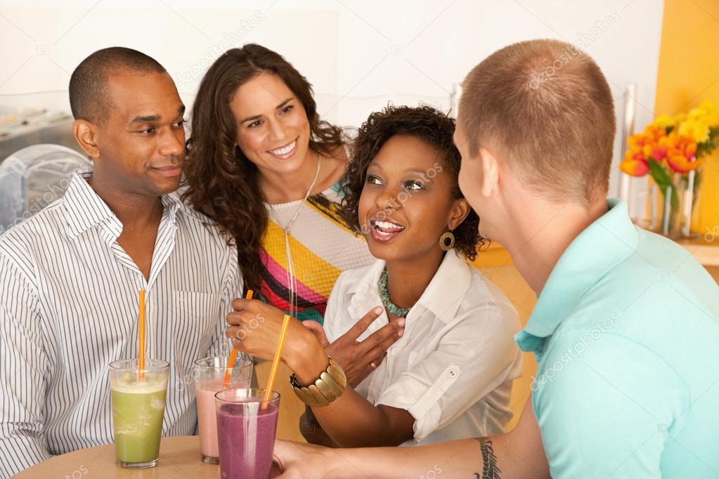 People are socializing over smoothies — Stock Photo © creatista #40177415