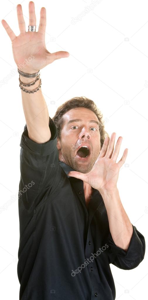 Scared Man Reaching Stock Photo by ©creatista 40943779