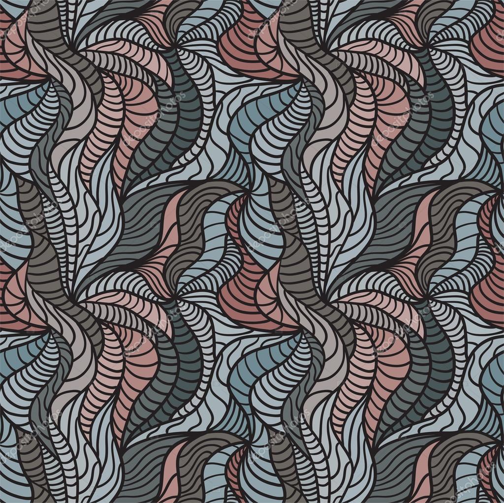 Seamless waves hand-drawn pattern Stock Vector Image by ©comotom0 #14695819