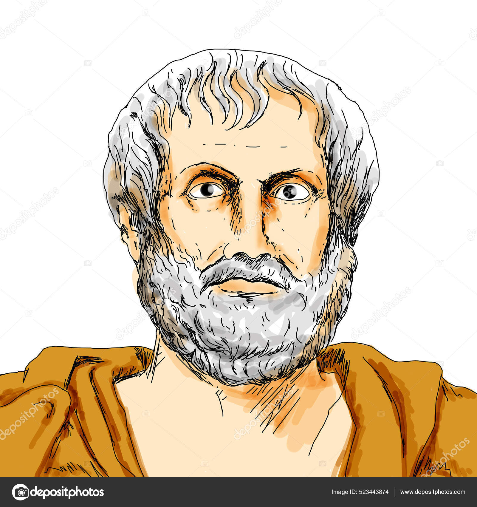 Ilustración Realista Del Filósofo Griego Aristóteles: fotografía de ...