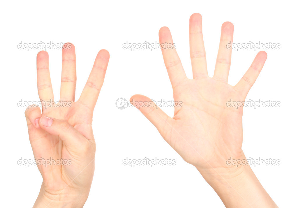 Hands making signs isolated on white Stock Photo by ©belchonock 12722315
