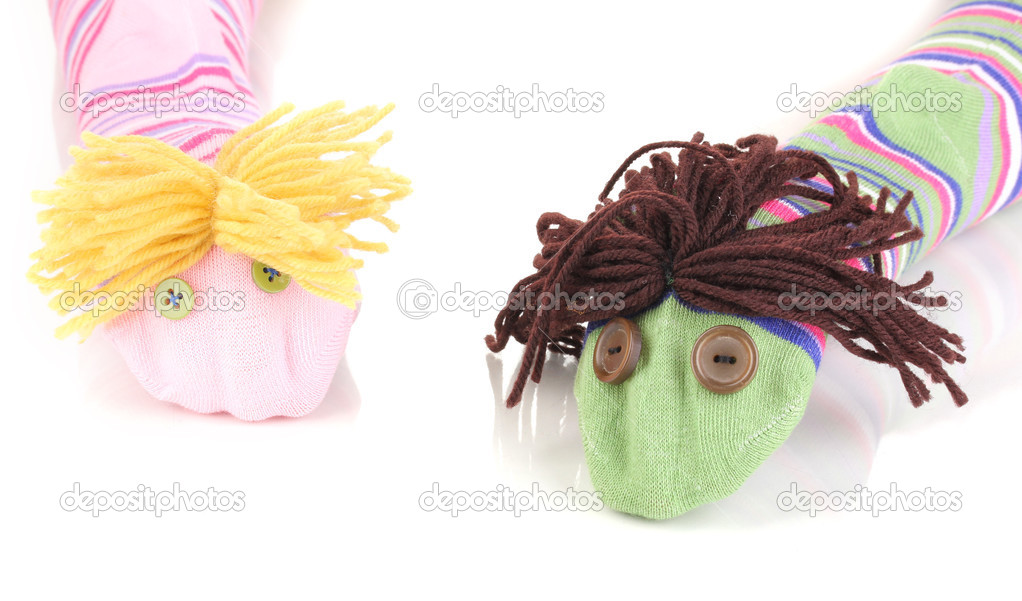 Cute sock puppets isolated on white Stock Photo by ©belchonock 13541779