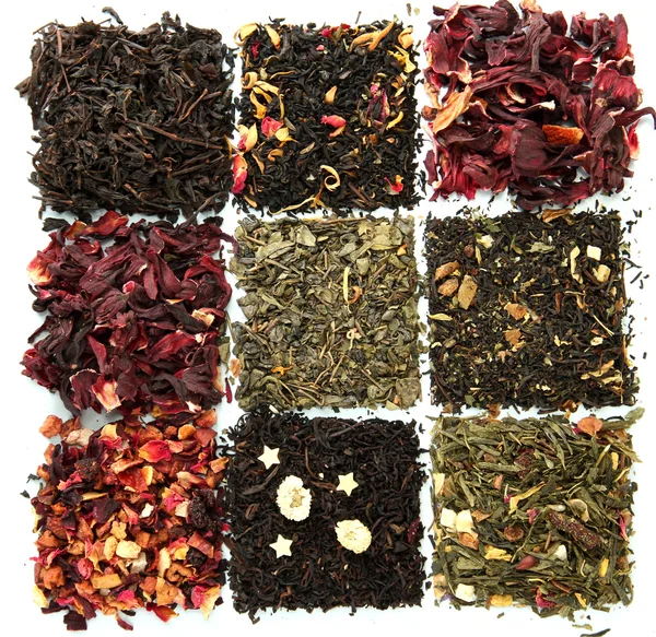 Assortment of dry tea, isolated on white — Stock Photo © belchonock ...