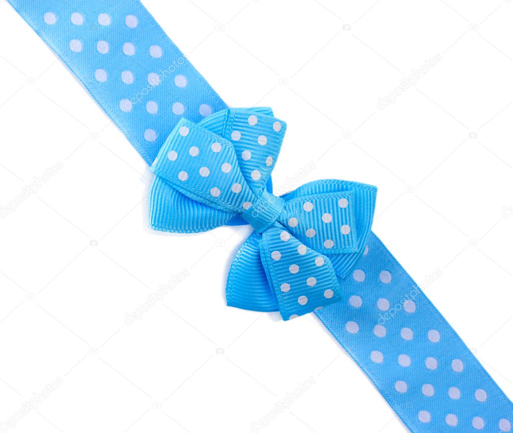 Beautiful blue bow and ribbon isolated on white — Stock Photo ...