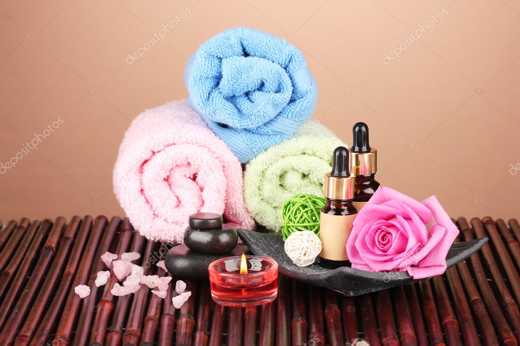Spa setting on brown background Stock Photo by ©belchonock 14501007