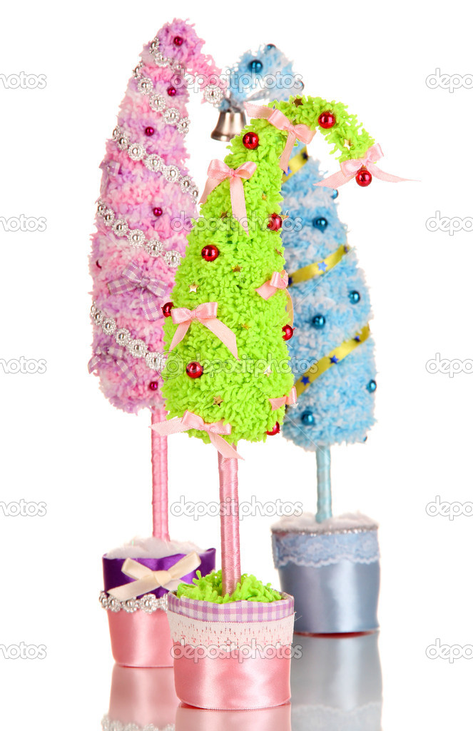 Christmas trees with curved tips isolated on white — Stock Photo ...