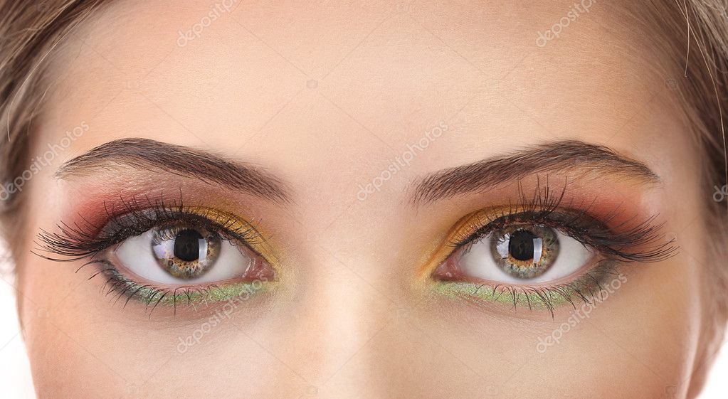 Bright Green Eyes Close Up