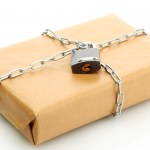 A secret envelope, a parcel bound with a rope, with a symbolic lock ...