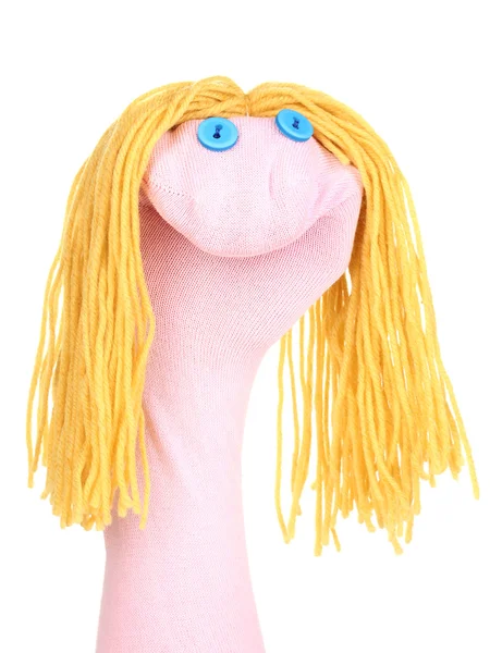 Cute sock puppet isolated on white — Stock Photo © belchonock #23376540