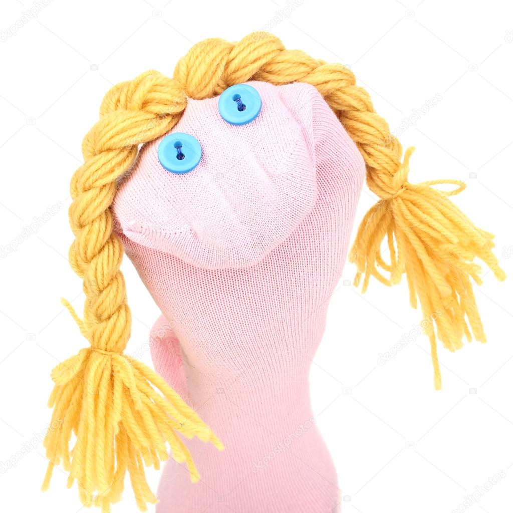 Cute sock puppet isolated on white — Stock Photo © belchonock #23376540 Cute sock puppet isolated on white — Stock Photo © belchonock #23376540