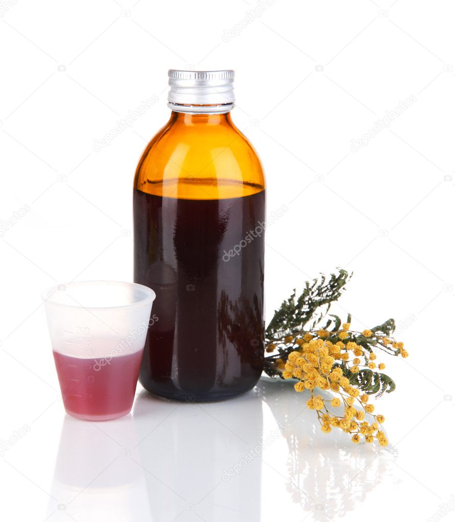 Cough syrup isolated on white — Stock Photo © belchonock #23973279