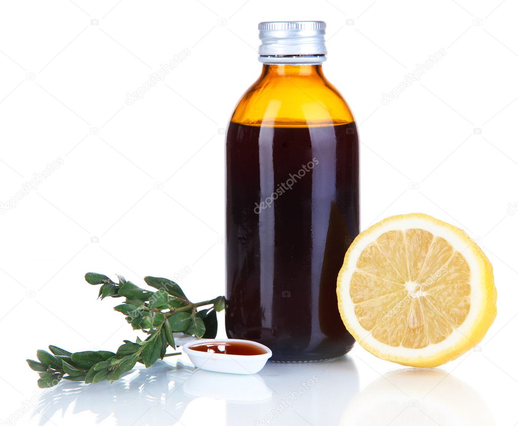 Cough syrup isolated on white — Stock Photo © belchonock #24026577