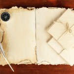 Old postcards, letters, mails and open travel book — Stock Photo ...