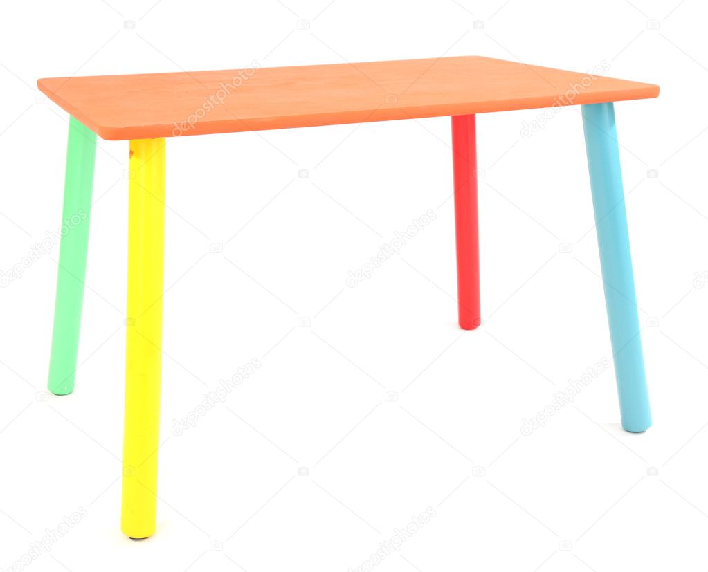 Small and colorful table for little kids isolated on white — Stock ...
