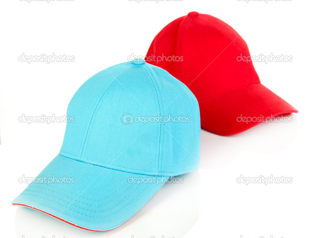 Red and blue caps cap isolated on white — Stock Photo © belchonock ...