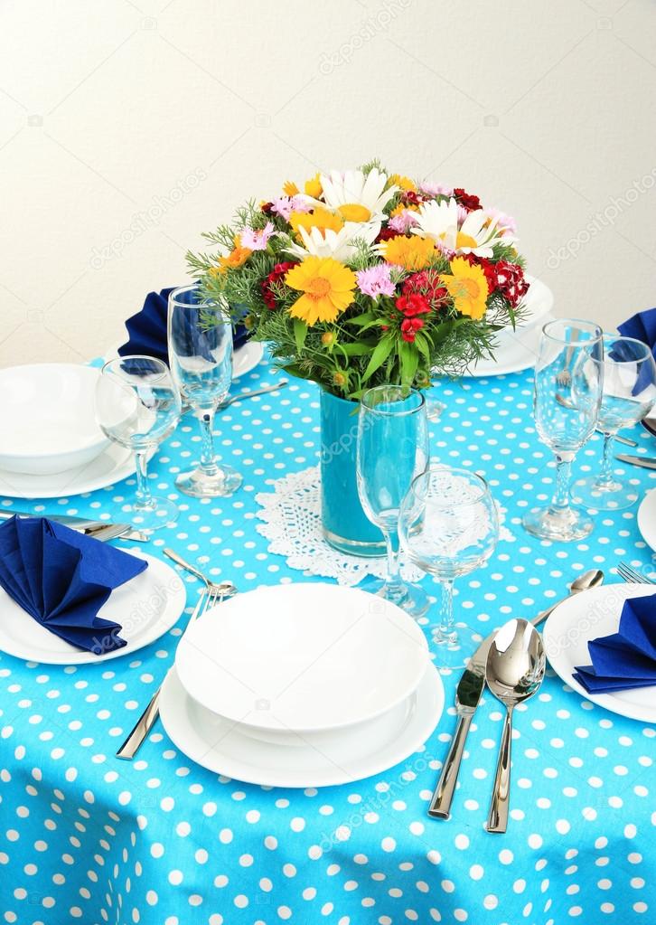 Beautiful table setting for breakfast — Stock Photo © belchonock #26017461