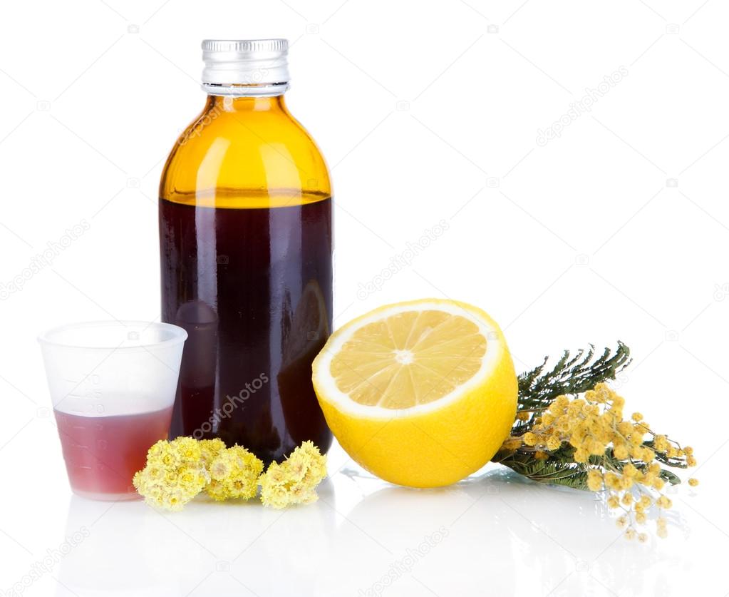 Cough syrup isolated on white Stock Photo by ©belchonock 26322875