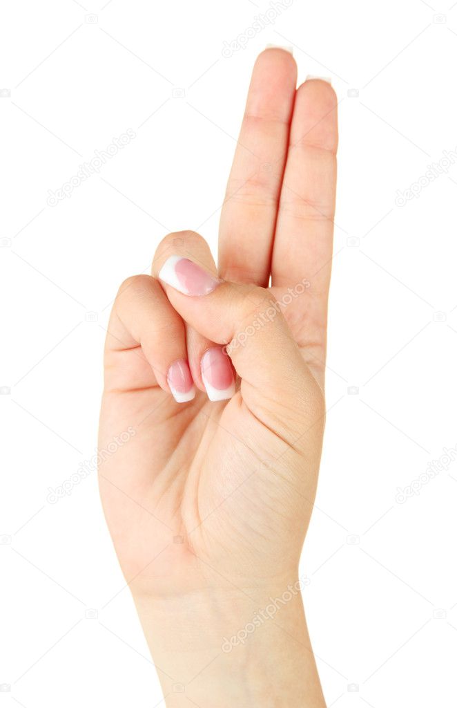 Finger Spelling the Alphabet in American Sign Language (ASL). Letter U ...