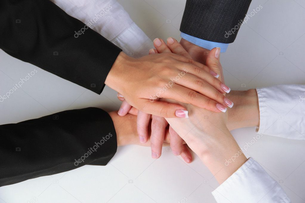 Group of young people's hands isolated on white — Stock Photo ...
