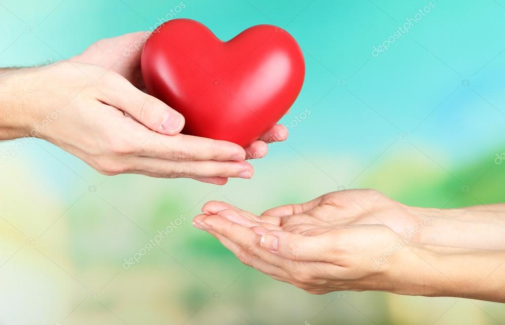 Heart in hands on nature background Stock Photo by ©belchonock 29757325