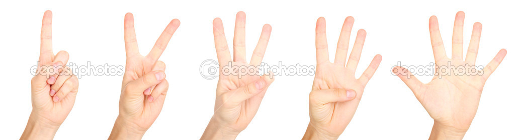 Collage of hands making signs, isolated on white — Stock Photo ...