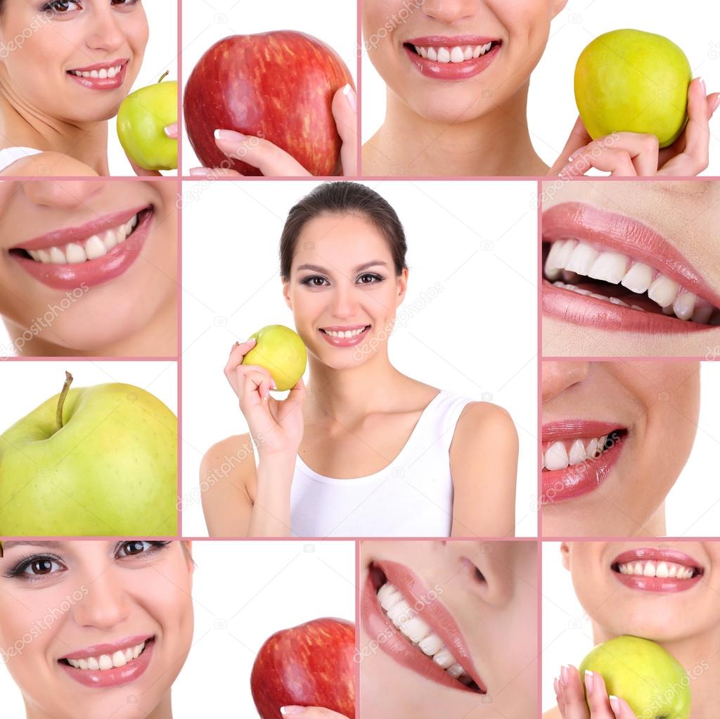 Collage of photographs on the theme of healthy teeth Stock Photo by ...