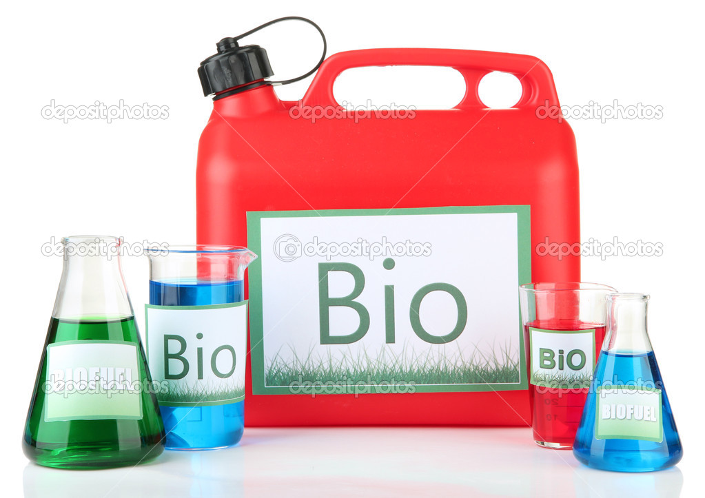 Bio fuels in canister and vials isolated on white Stock Photo by ...