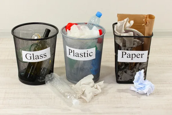 Buckets for waste sorting isolated on white Stock Photo by ©belchonock ...