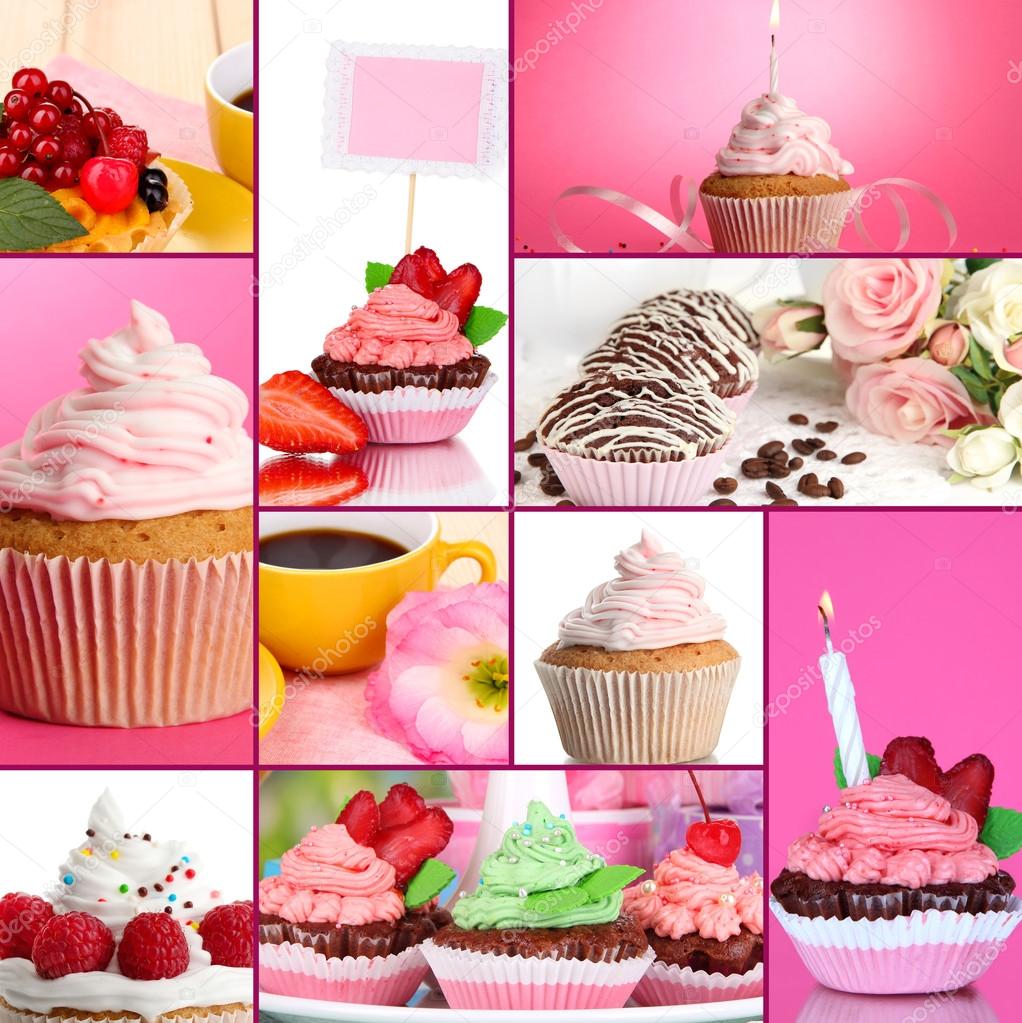 Collage of different tasty cupcakes Stock Photo by ©belchonock 33314257