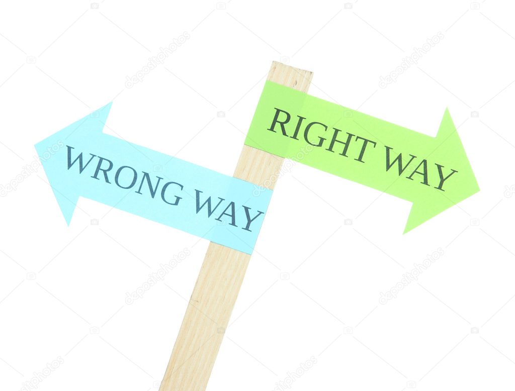 Conceptual road signs on choice and decisions isolated on white Stock ...