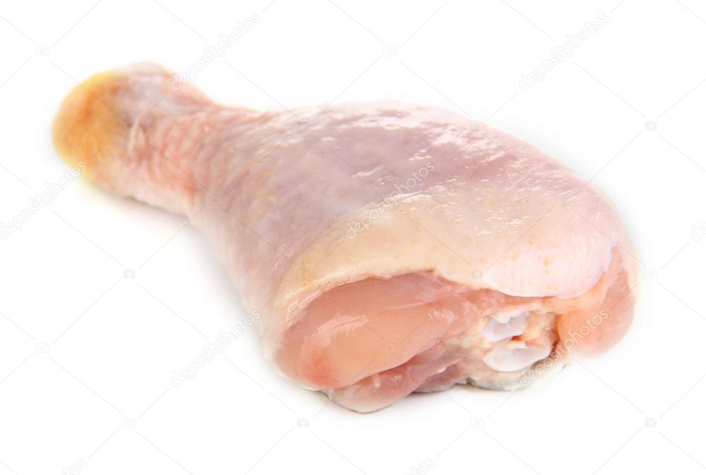 Raw chicken leg isolated on white — Stock Photo © belchonock #35576053