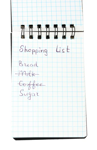 Handwritten Shopping List