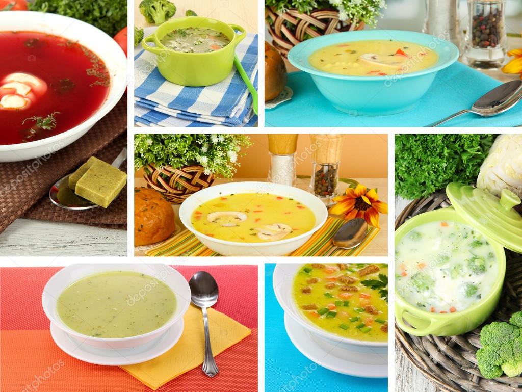 Collage of different soups Stock Photo by ©belchonock 36224477