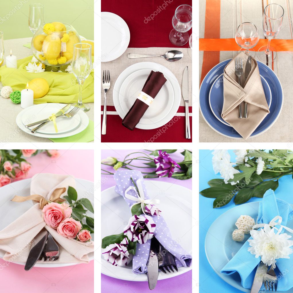 Collage of different table setting Stock Photo by ©belchonock 36959827