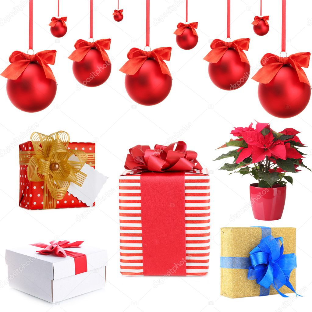 Group of Christmas objects isolated on white — Stock Photo © belchonock ...
