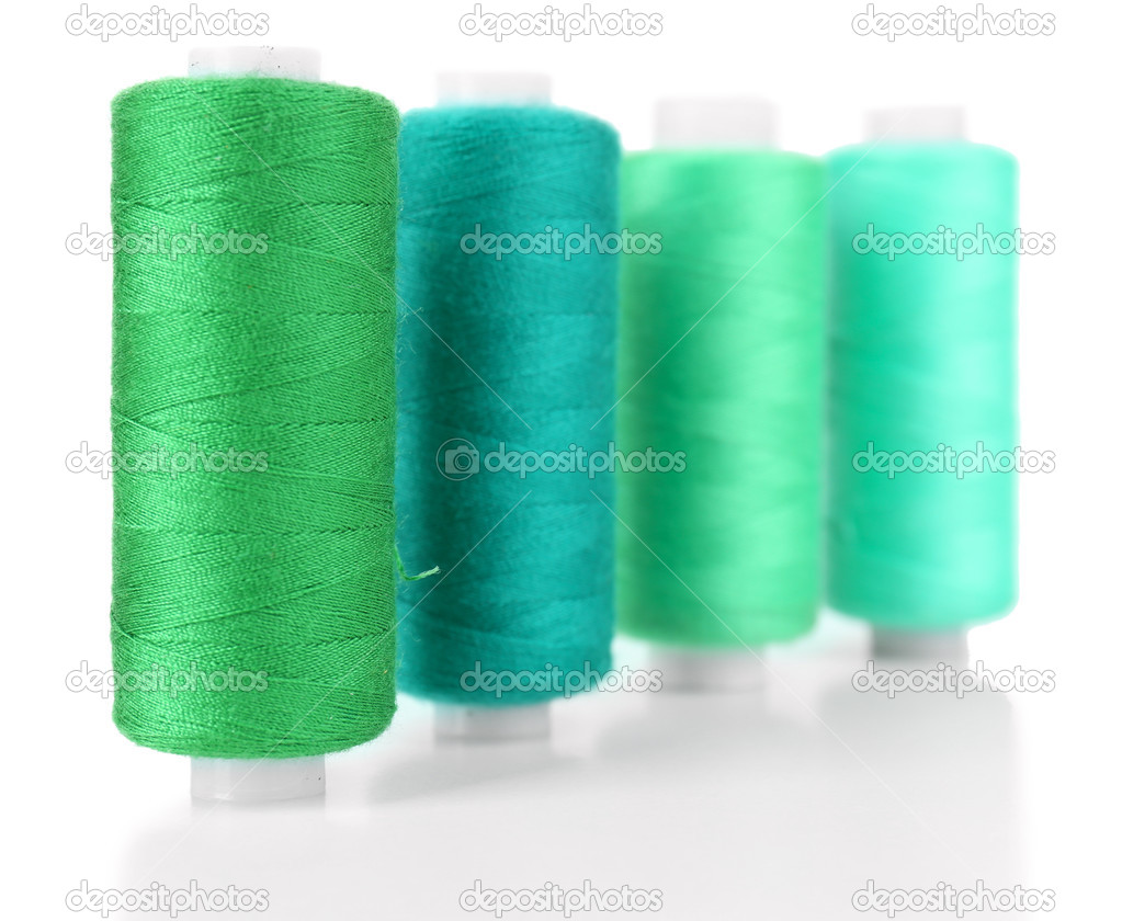 Colored spools of threads isolated on white — Stock Photo © belchonock ...